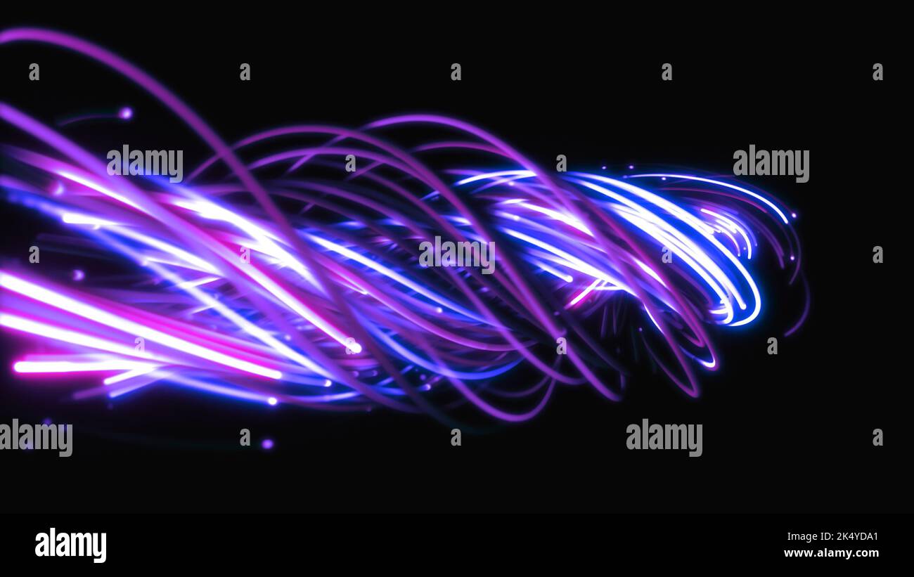 3D rendering of a colorful abstract background of strings, lines ...