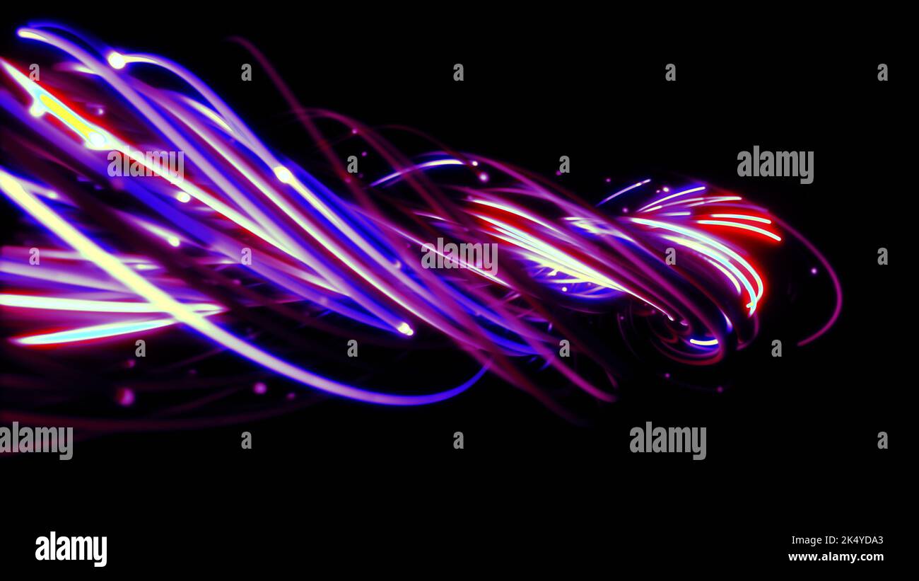 3D rendering of a colorful abstract background of strings, lines ...