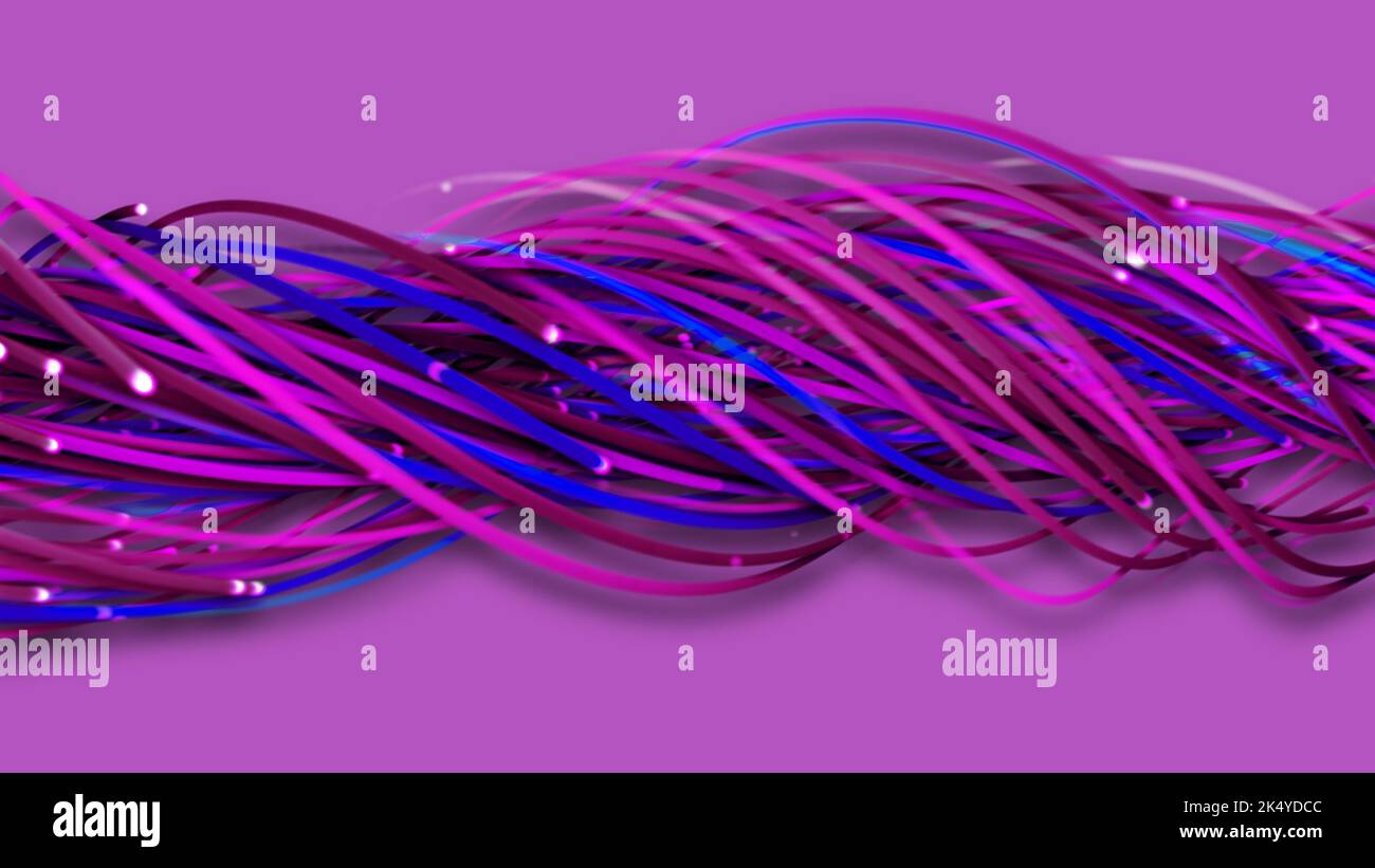 3D rendering of a colorful abstract background of strings, lines ...