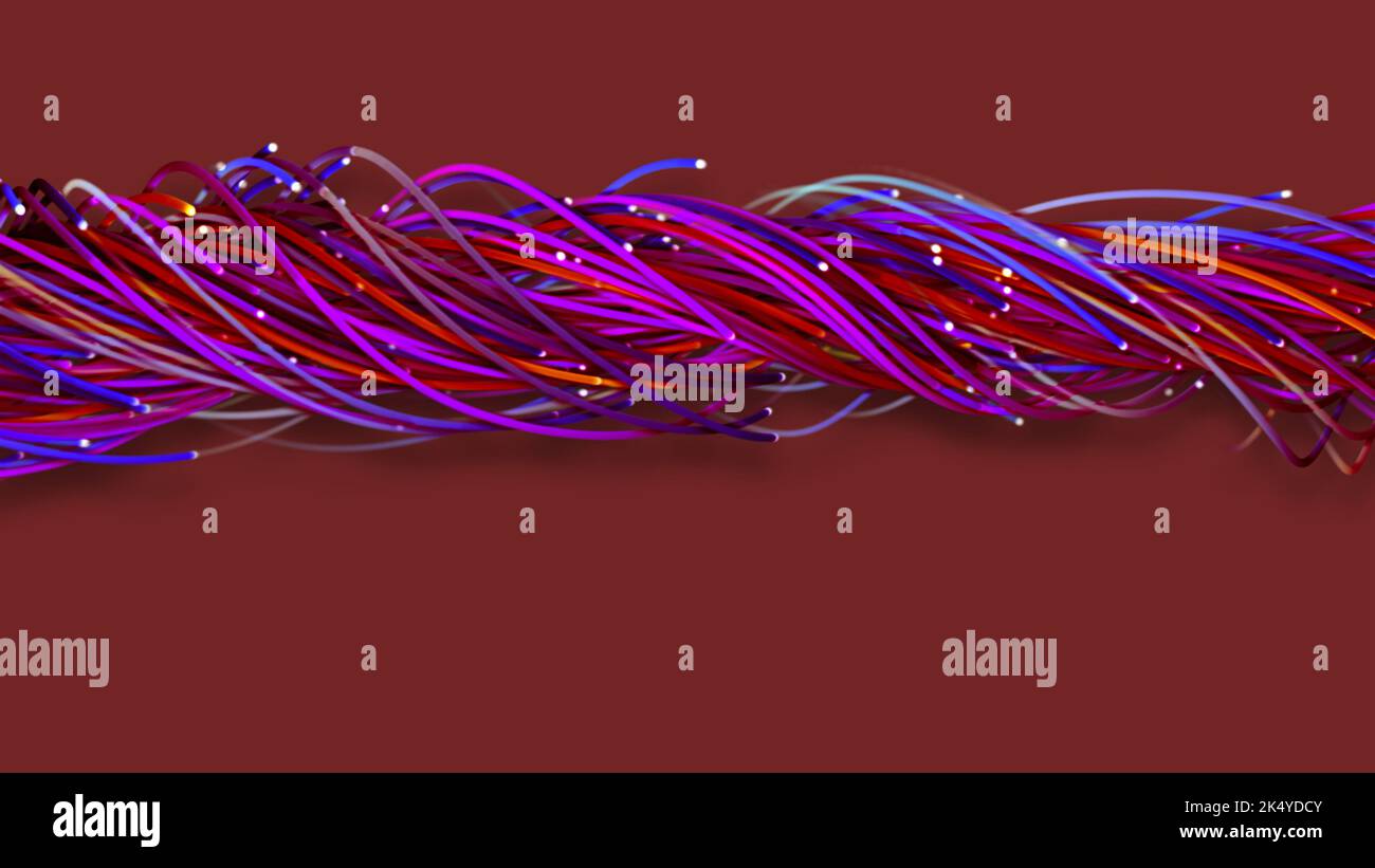 3D rendering of a colorful abstract background of strings, lines ...