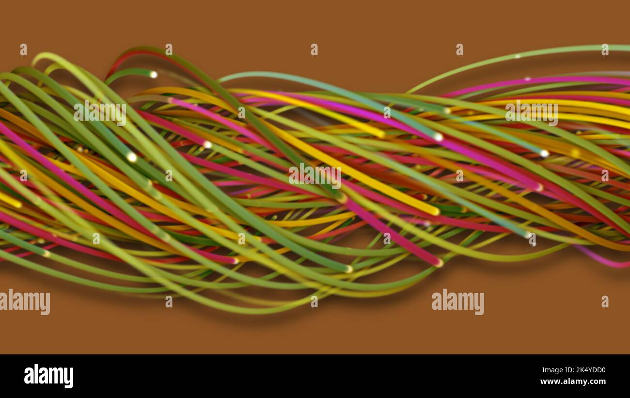 3D rendering of a colorful abstract background of strings, lines ...