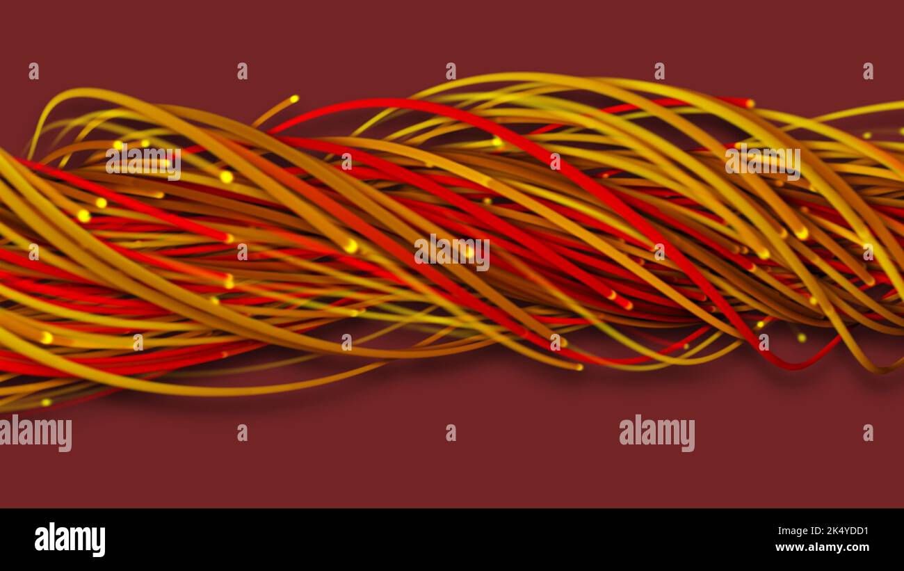3D rendering of a colorful abstract background of strings, lines ...