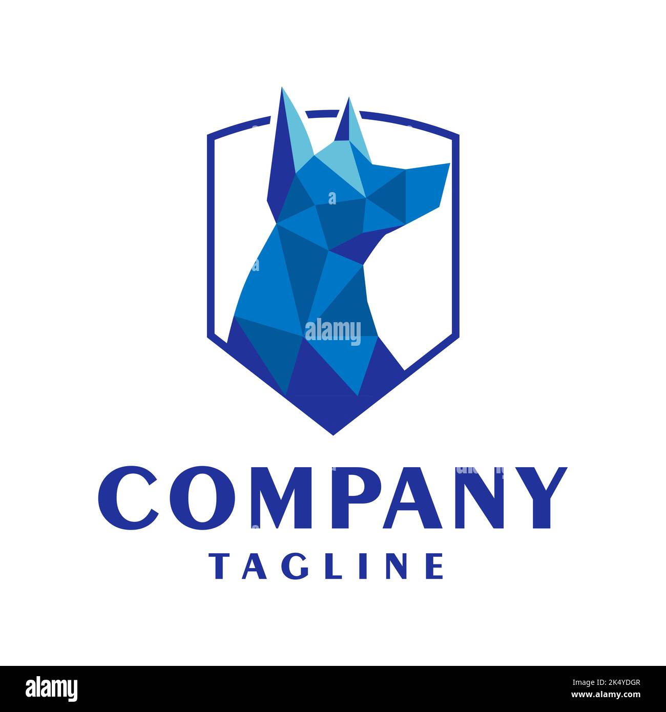 Modern Polygonal Blue Dog Logo with Shield Icon - Ideal for Corporate ...