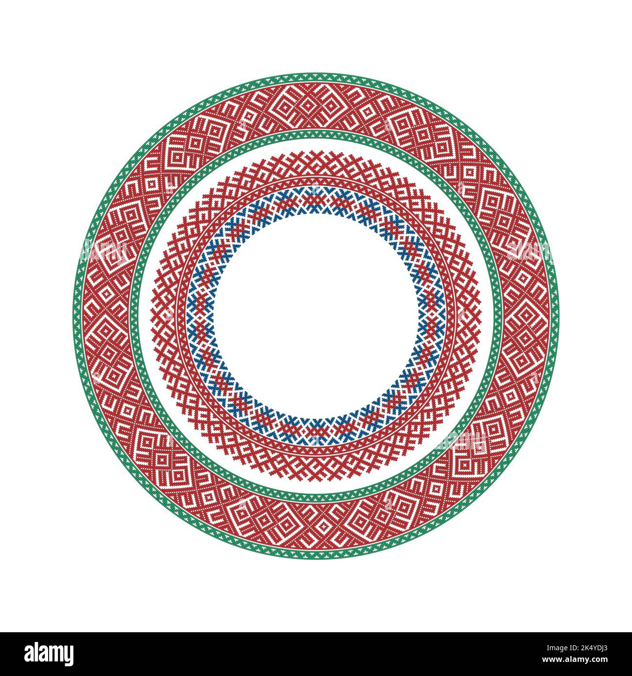 Round frame with ethnic geometric pattern on a white background Stock ...