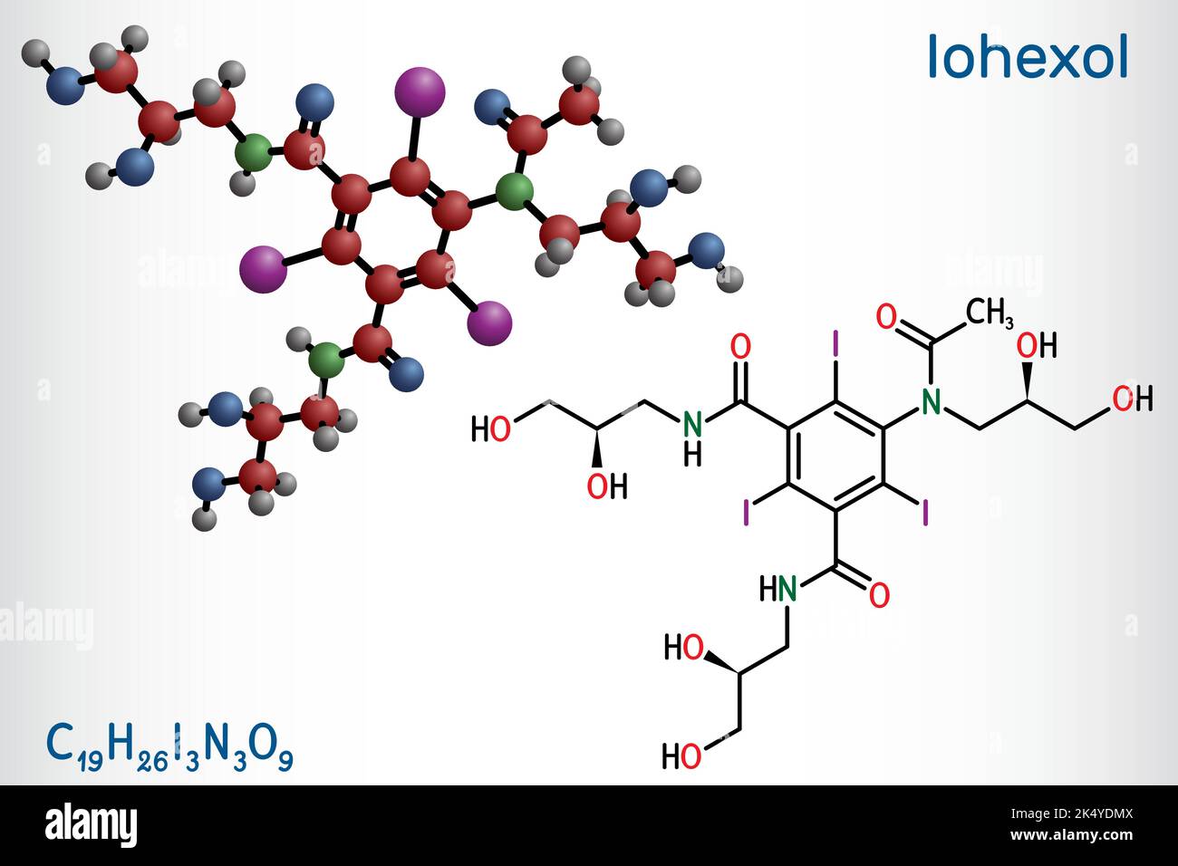 Iohexol molecule. It is contrast agent used in myelography and contrast ...