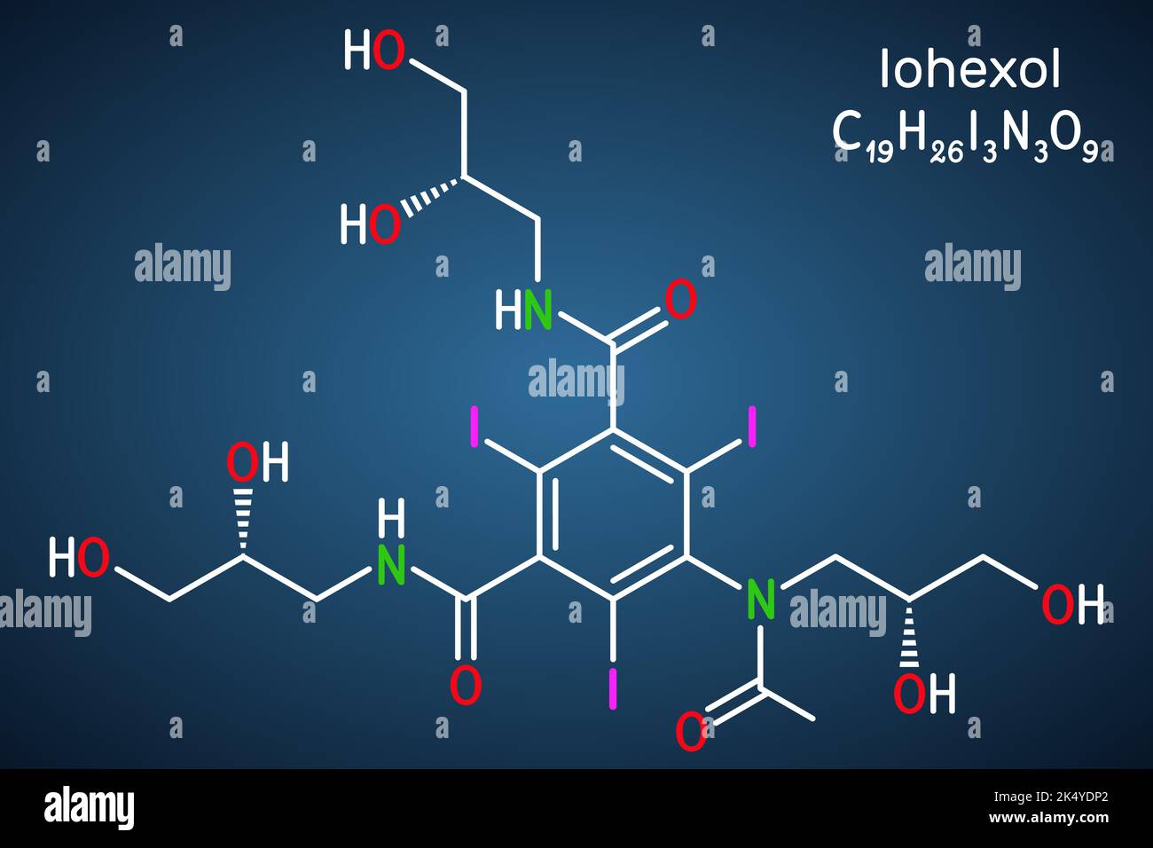 Iohexol molecule. It is contrast agent used in myelography and contrast ...
