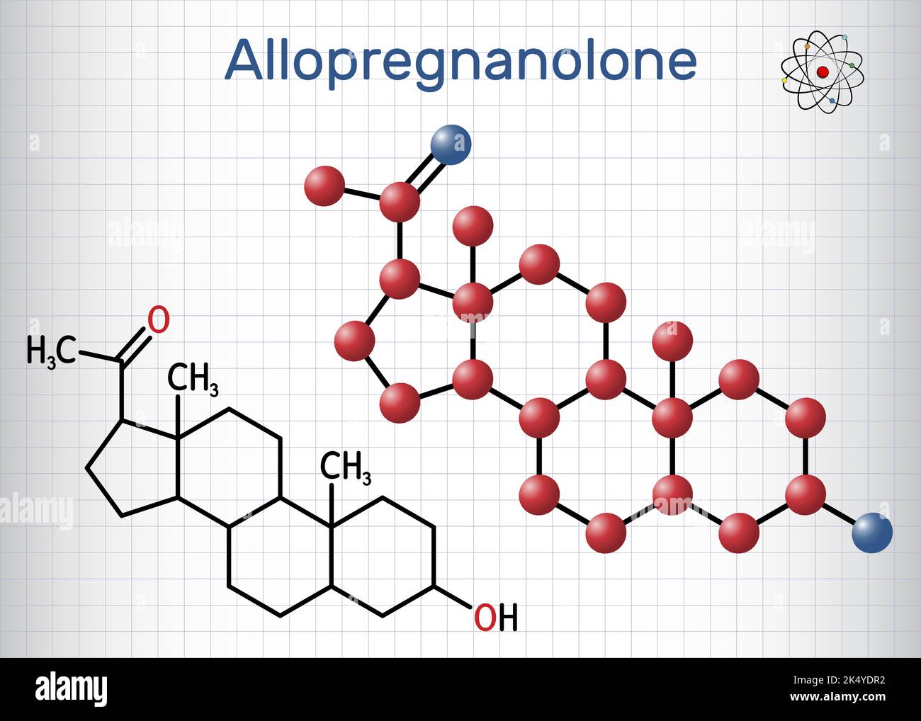 Allopregnanolone, brexanolone molecule. It is used for treatment of ...