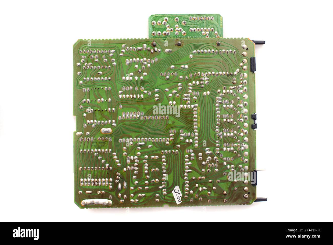 1970's Green electronic circuit card bottom view isolated on white ...
