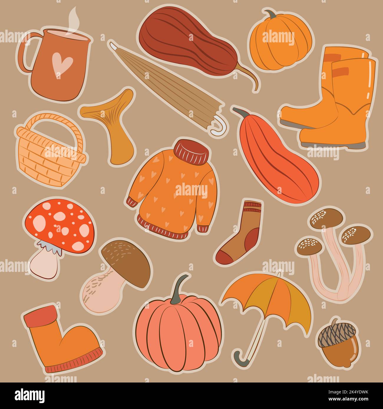 Big set season autumn objects for modern design Stock Vector Image ...