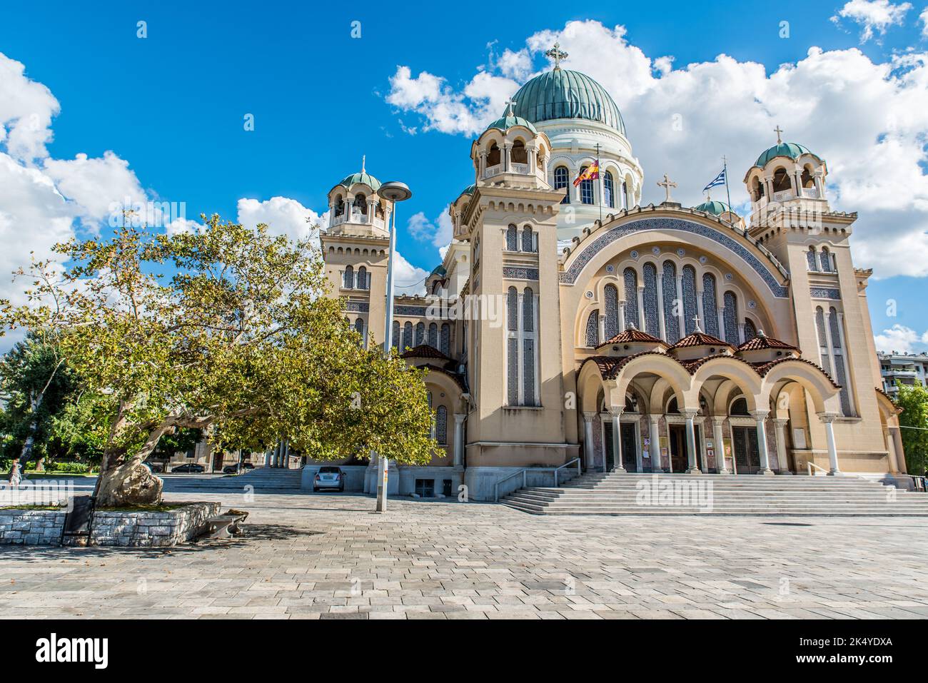 Agios Andreas the landmark church and the metropolis of Patras on a ...
