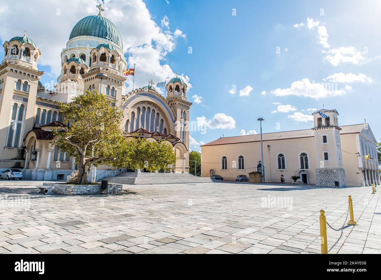 Agios Andreas the landmark church and the metropolis of Patras on a ...