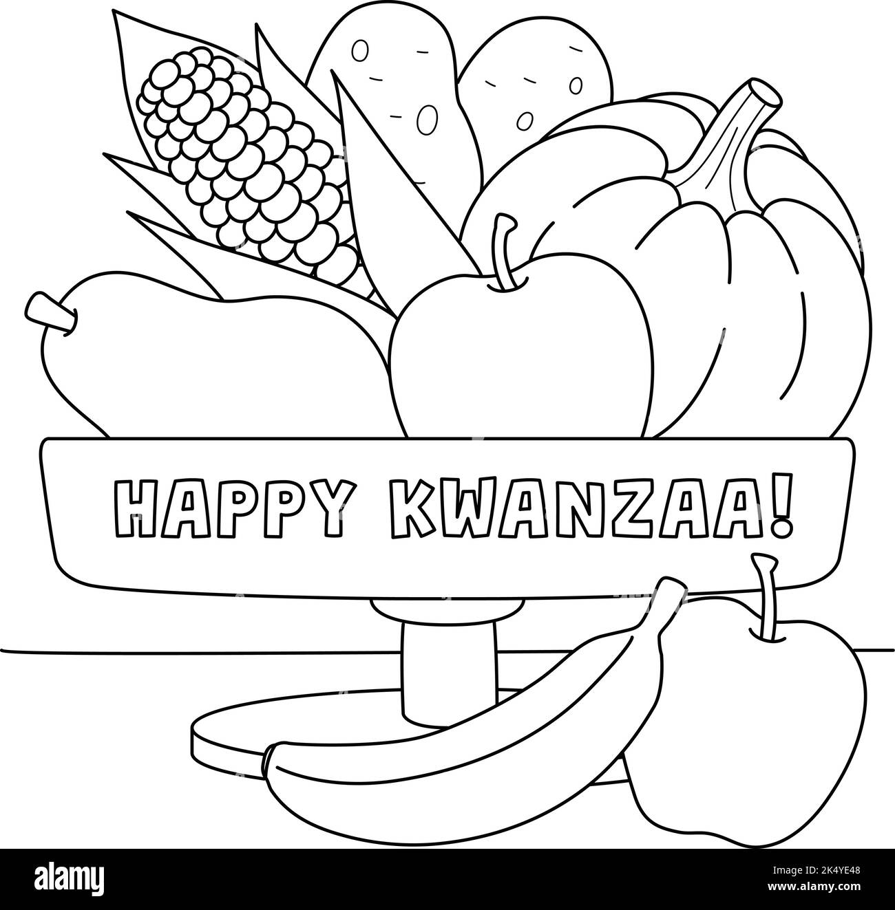 Happy Kwanzaa Mazao Coloring Page for Kids Stock Vector Image & Art - Alamy