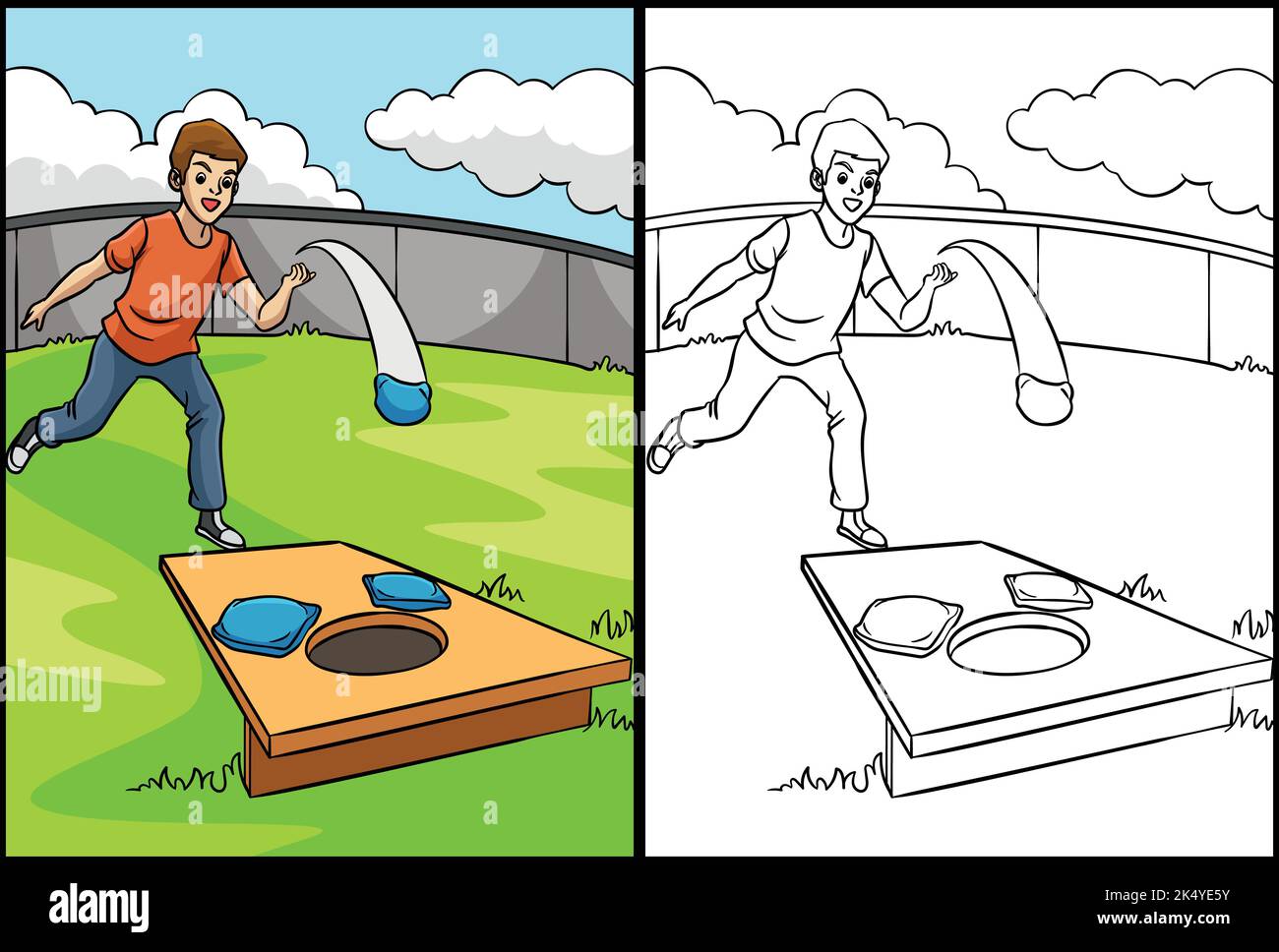 Cornhole Coloring Page Colored Illustration Stock Vector Image & Art ...