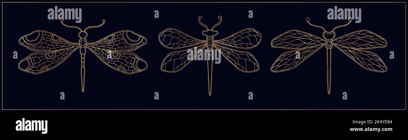 Art nouveau style dragonfly insect basic element. 1920-1930 years ...