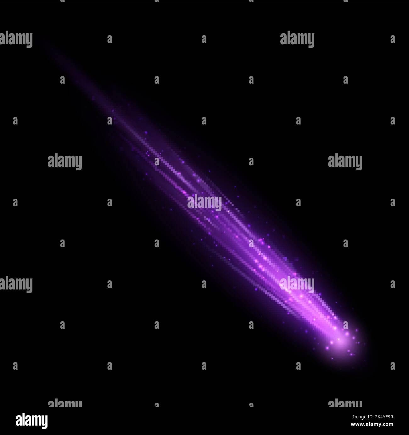 Shooting star. Realistic neon meteor with sparkling dust trail Stock ...