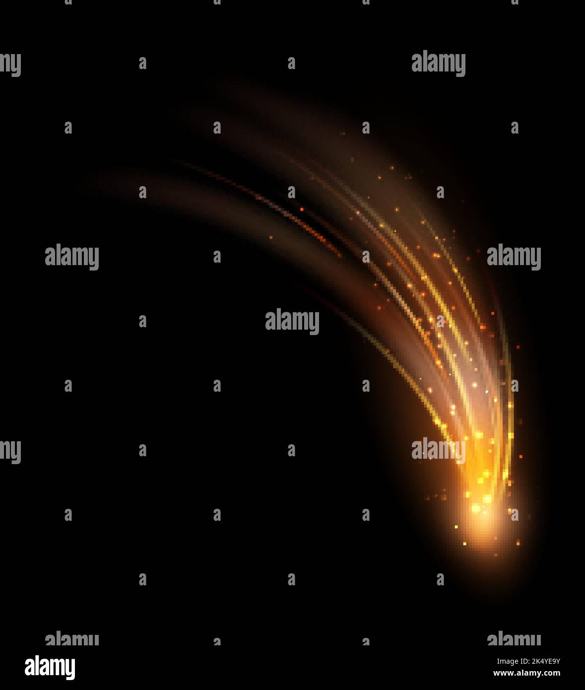 Falling fireball. Yellow space asteroid with fire trail Stock Vector ...