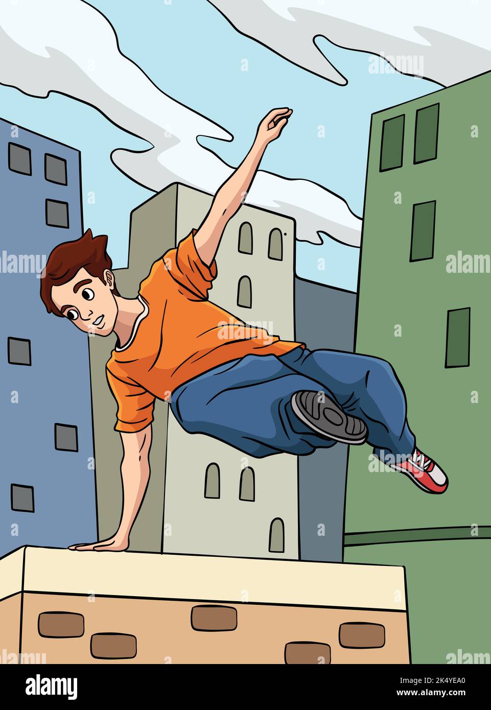 Parkour Sport Colored Cartoon Illustration Stock Vector Image & Art - Alamy