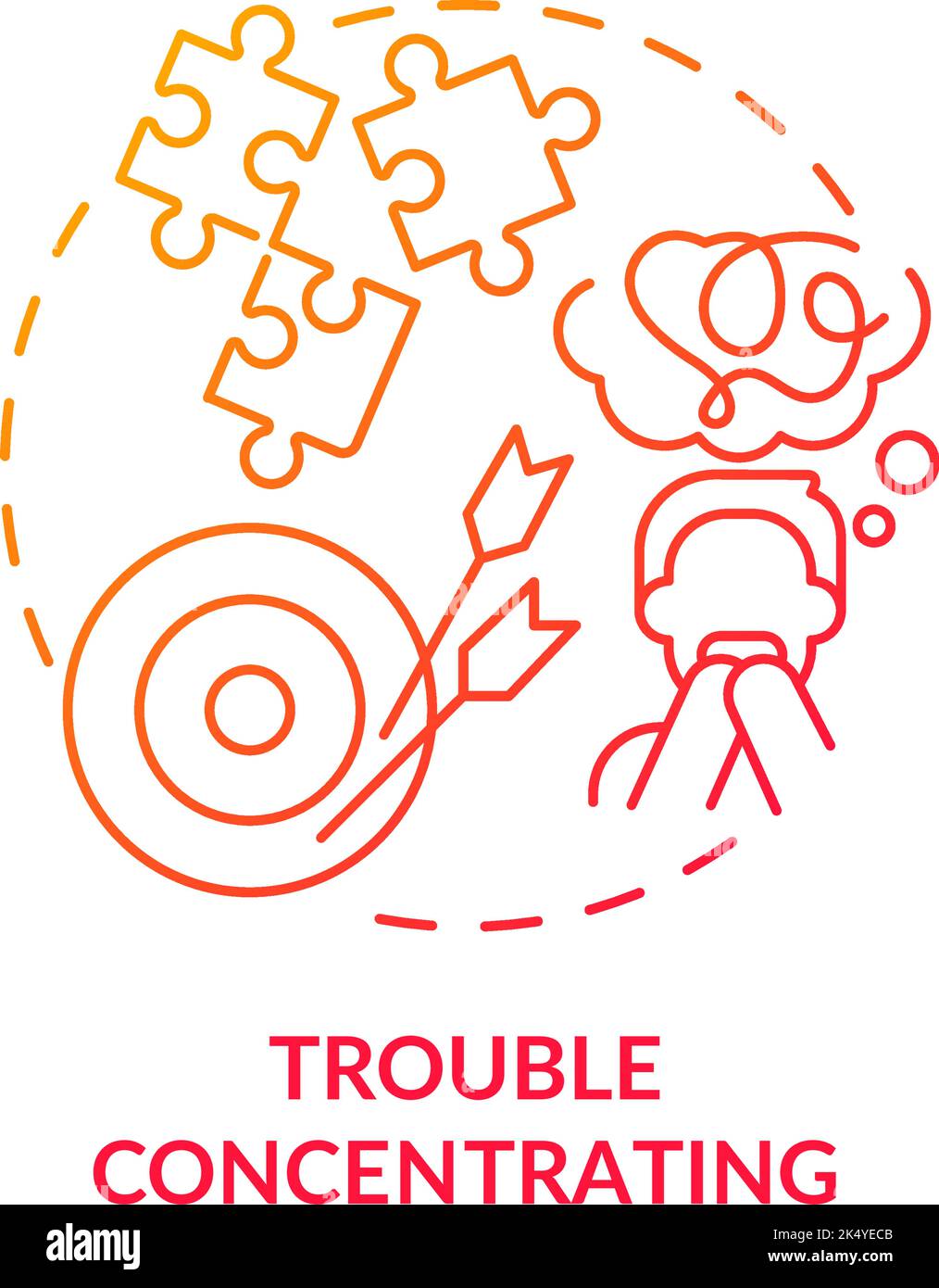 Difficulty concentrating red gradient concept icon Stock Vector Image & Art - Alamy