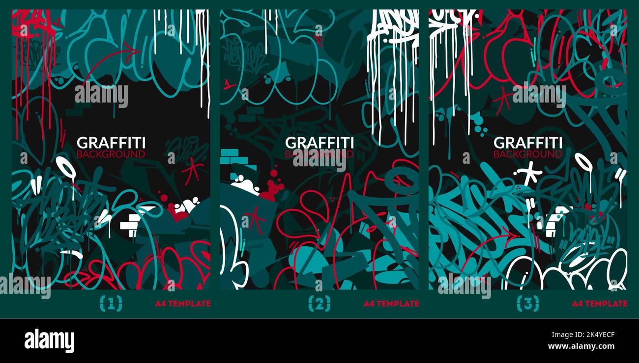 Abstract Urban Graffiti Style A4 Poster Vector Illustration Background ...