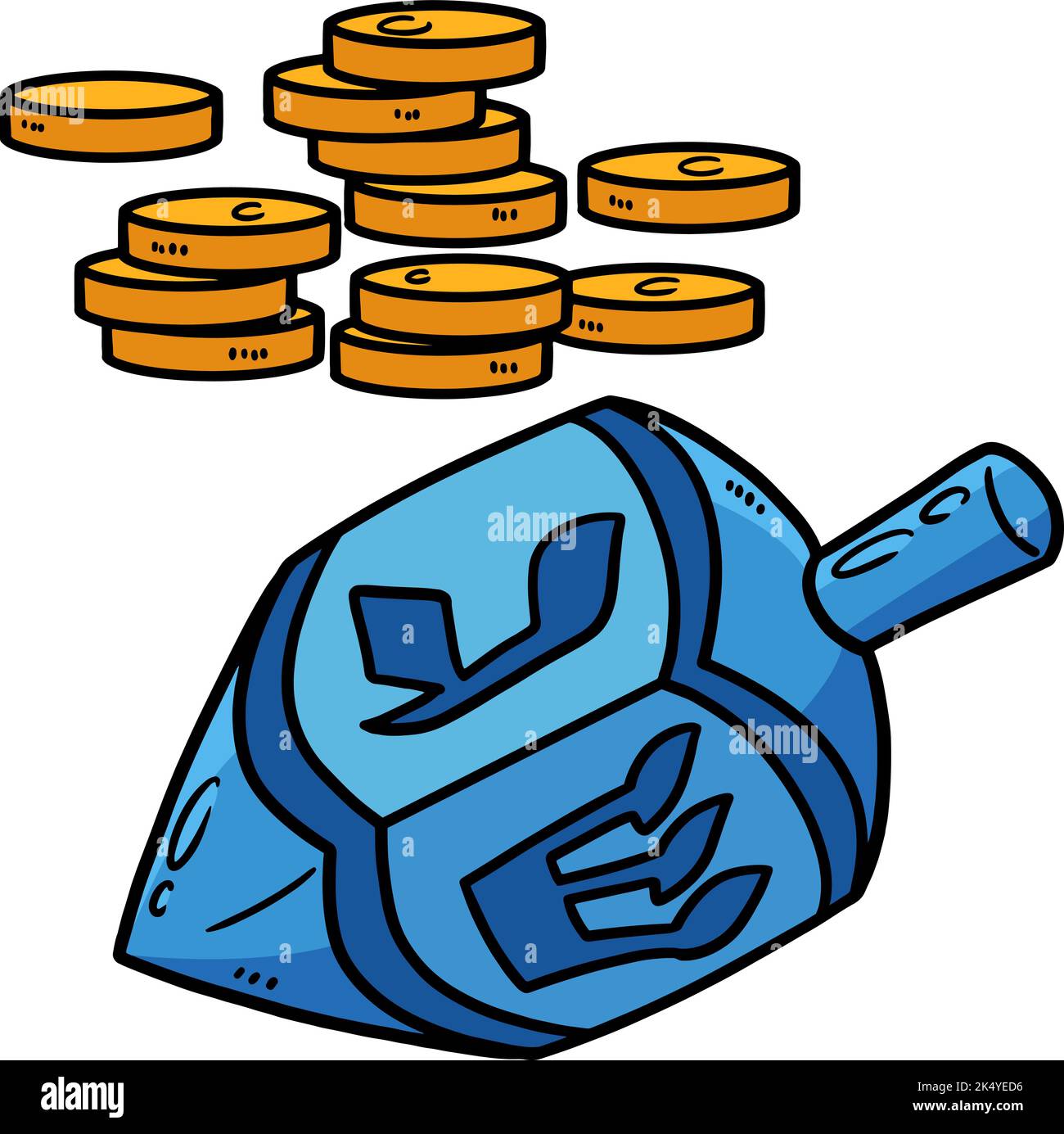 Hanukkah Dreidel and Coins Cartoon Colored Clipart Stock Vector Image ...