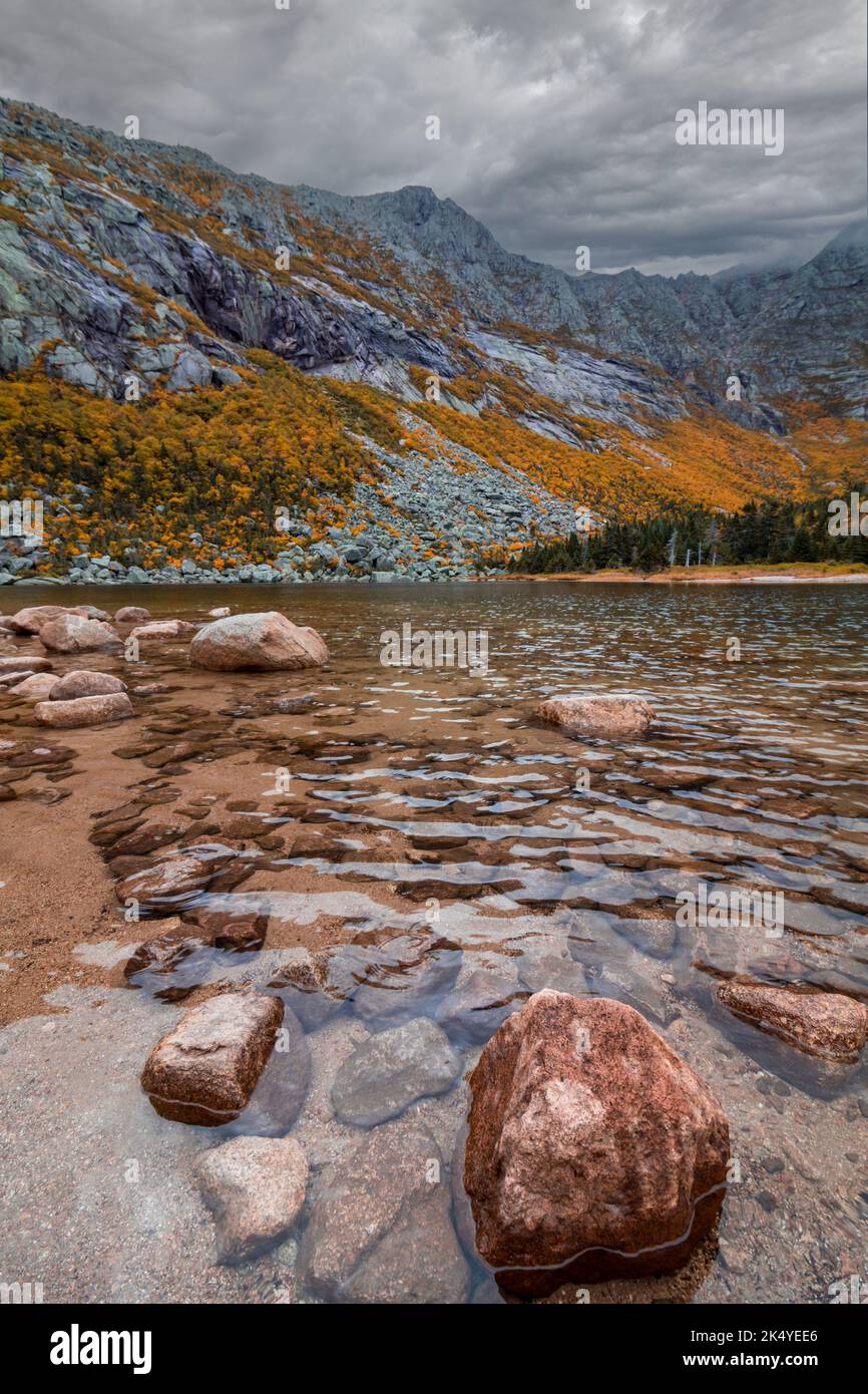 Chimney Pond in Baxter State Park, Maine, with stunning early Fall ...