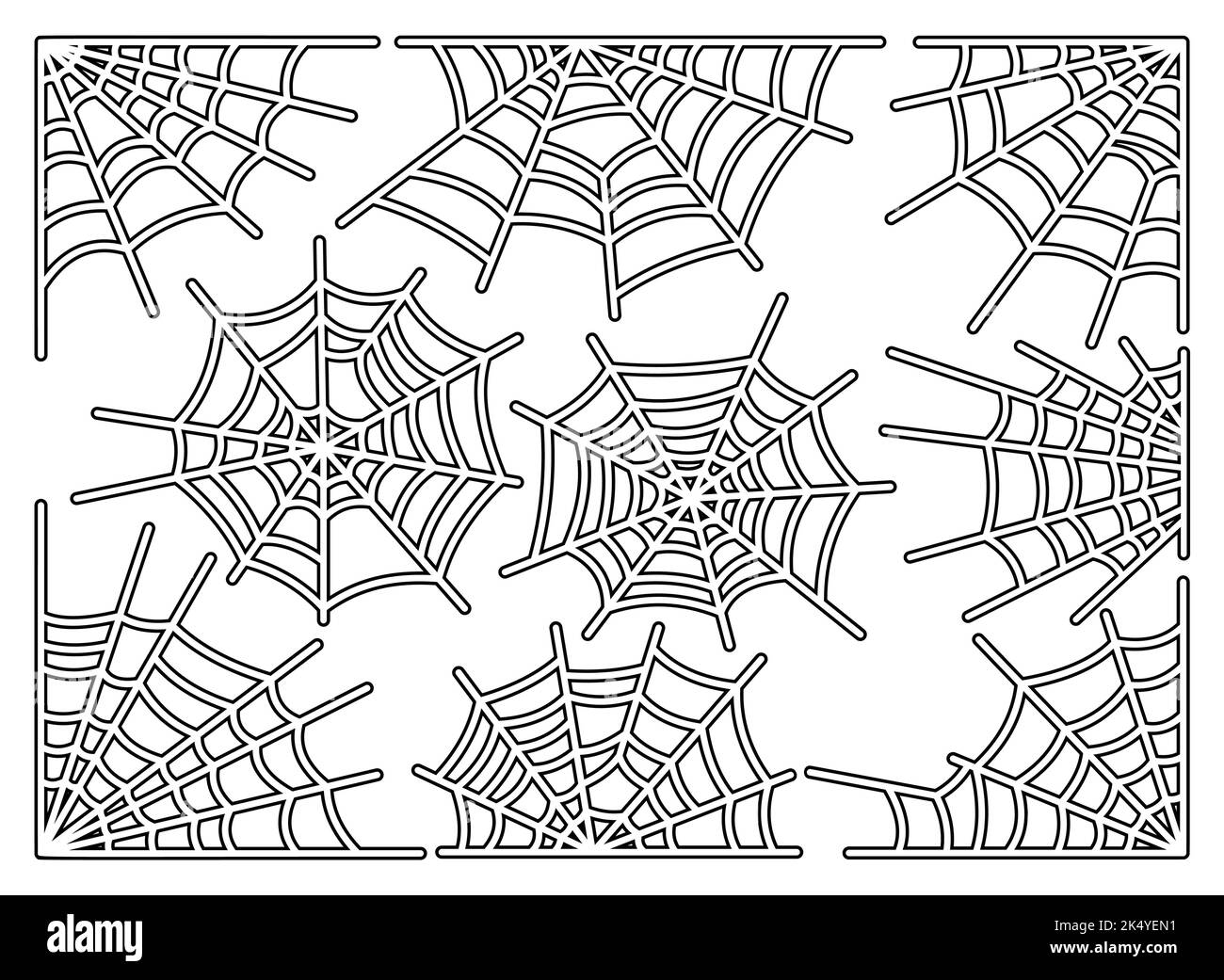 Spider web set isolated on white background. Cobweb collection line art spiders webs. Scary ...