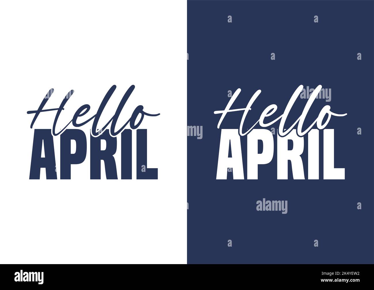 The "Hello April" lettering design in dark blue and white colors Stock ...