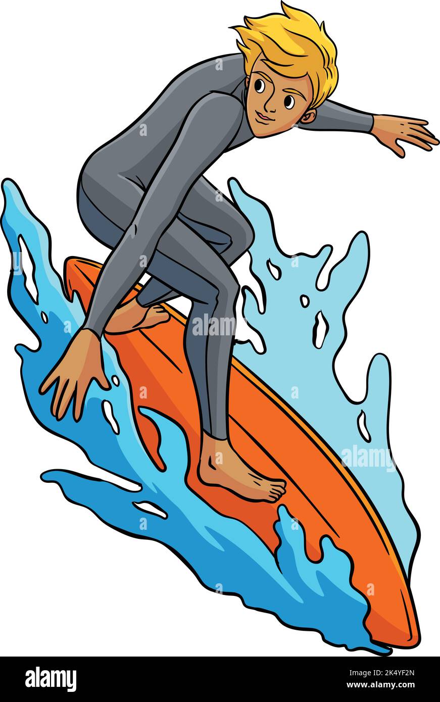 Surfer Cartoon Colored Clipart Illustration Stock Vector Image & Art ...