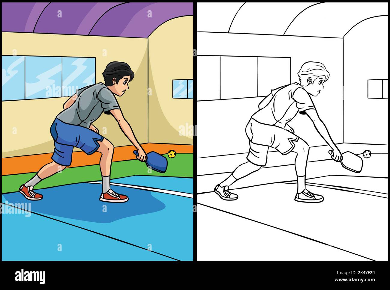 Pickleball Coloring Page Colored Illustration Stock Vector Image & Art ...