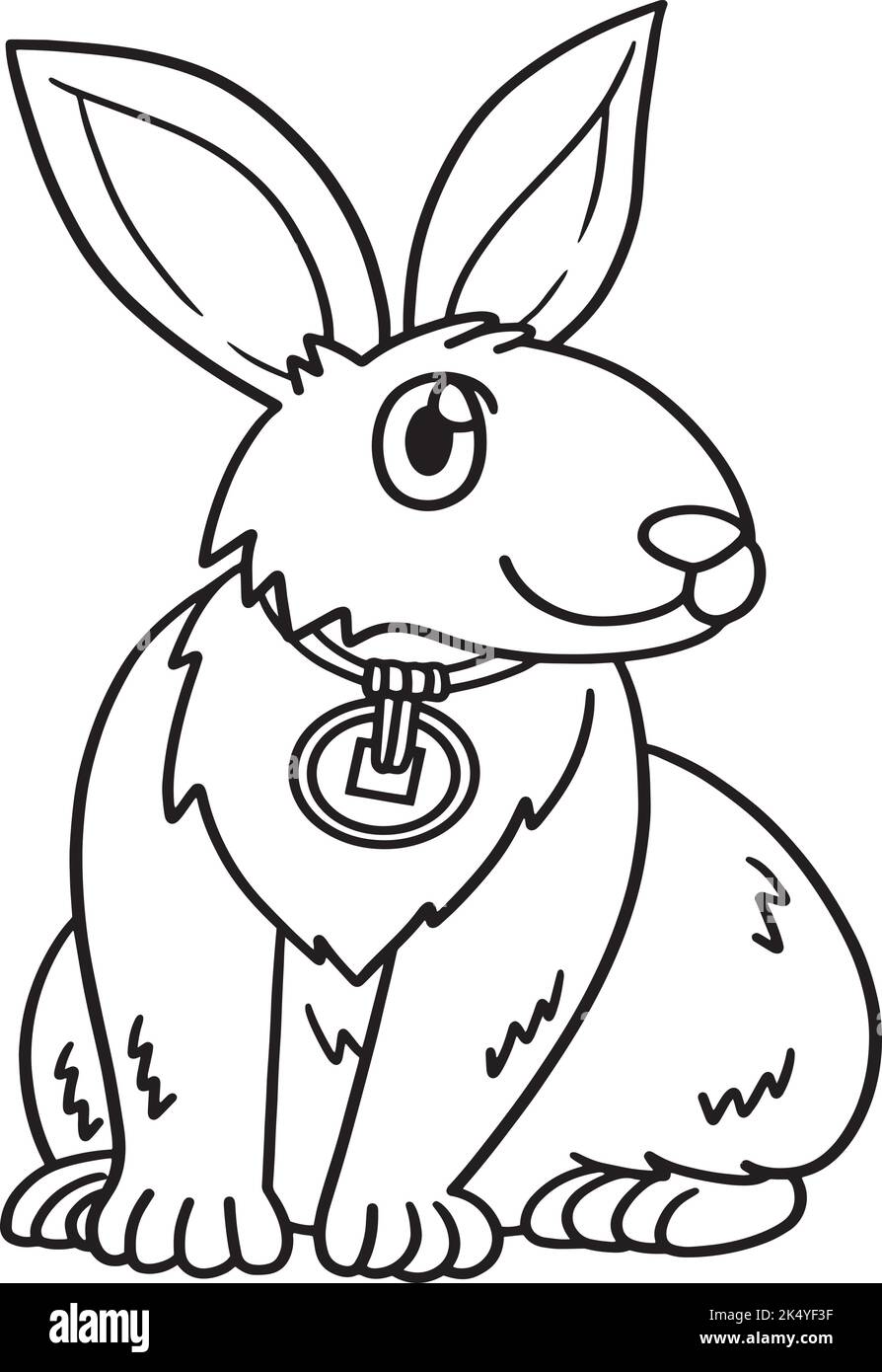 Happy Rabbit Isolated Coloring Page for Kids Stock Vector Image & Art ...