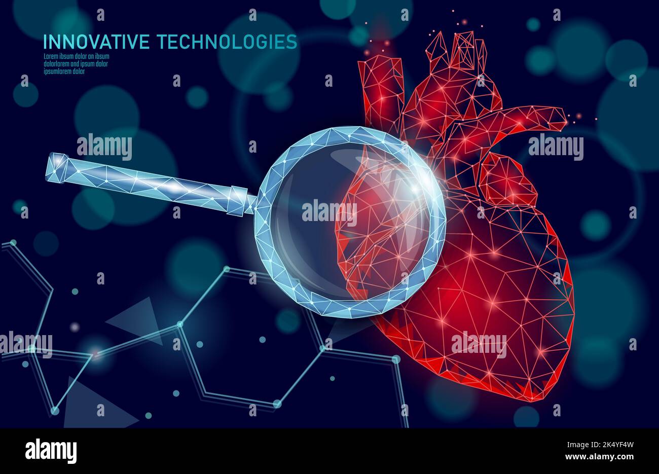 Healthy human heart beats 3d medicine model low poly. Triangle ...