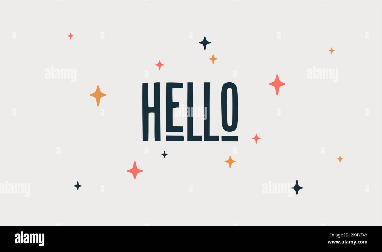 Hello. Poster with hand drawn lettering Hello. Hand drawn vintage ...