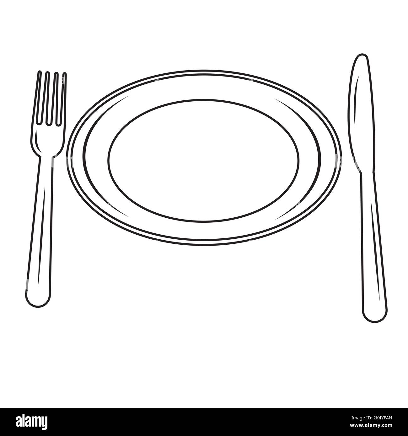Dinner Plate Clip Art Black And White