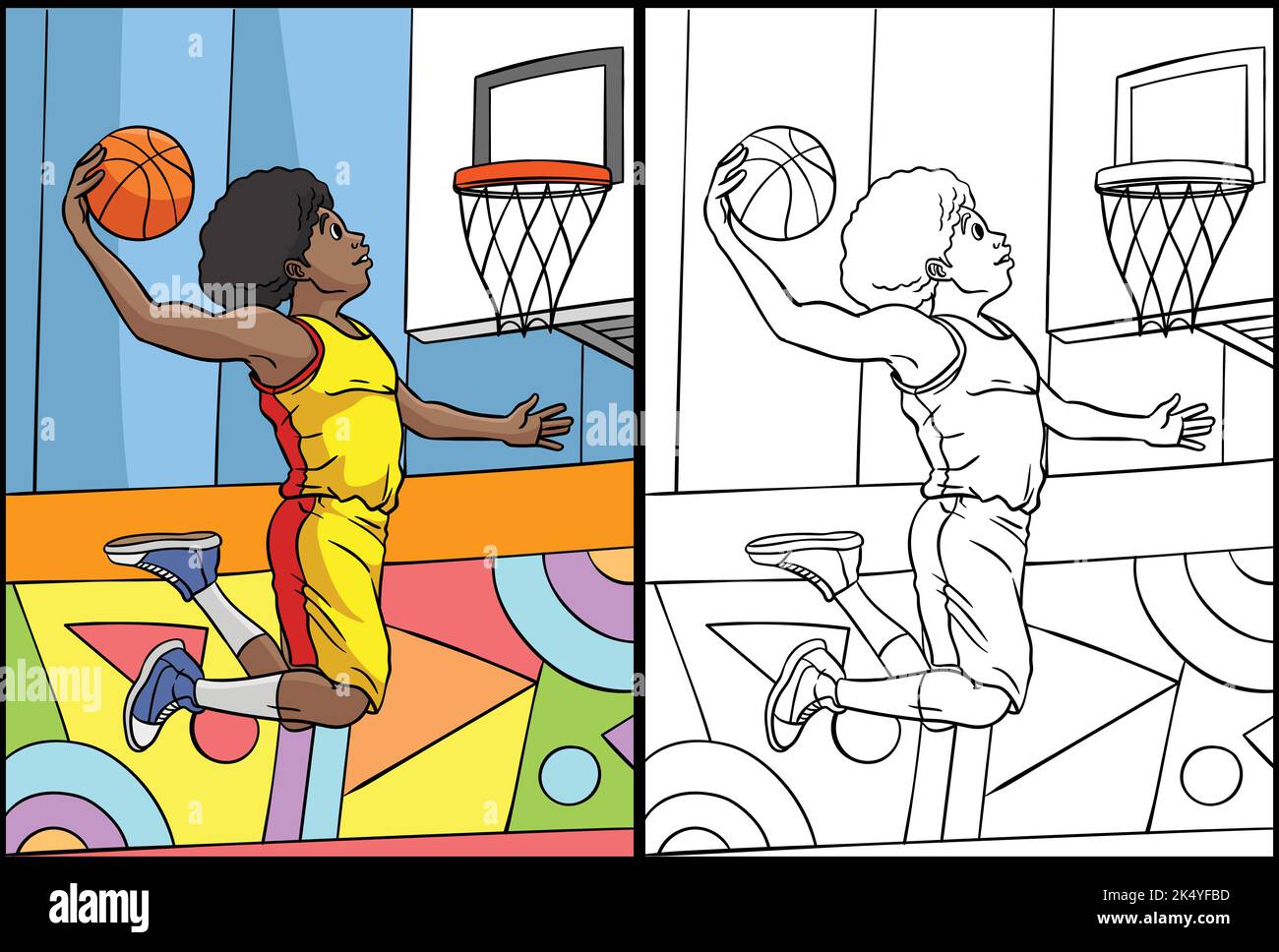 Basketball Coloring Page Colored Illustration Stock Vector Image & Art ...