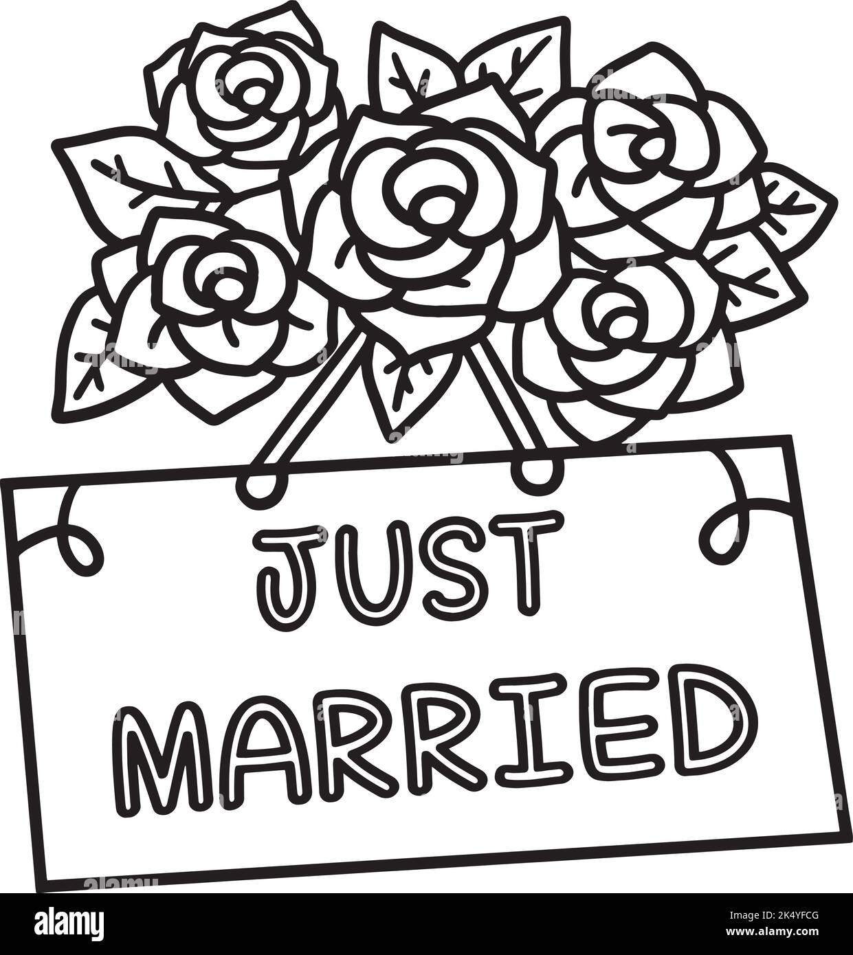 Wedding Flower Just Married Isolated Coloring Stock Vector Image & Art ...