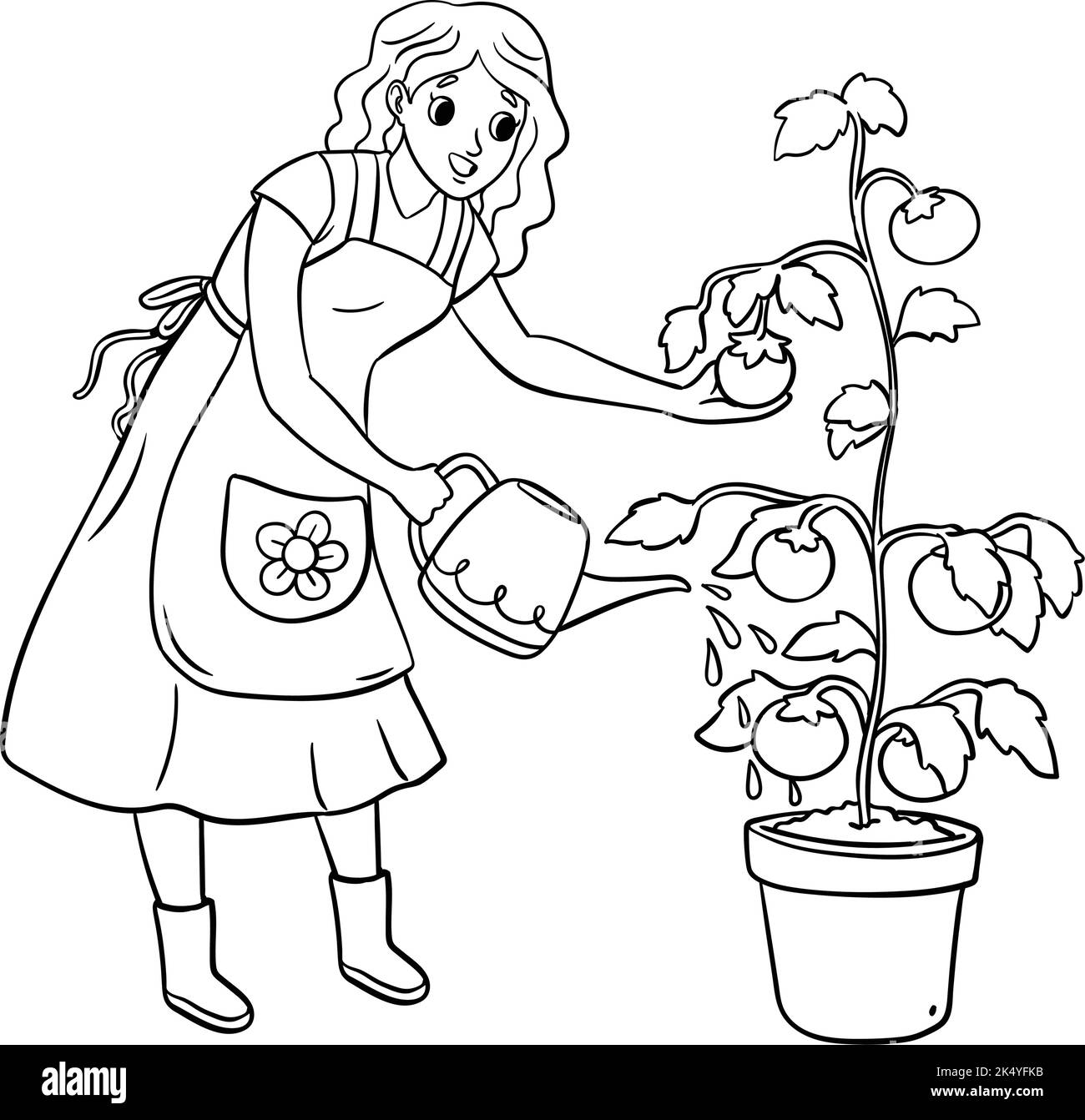 Gardening Isolated Coloring Page for Kids Stock Vector Image & Art - Alamy