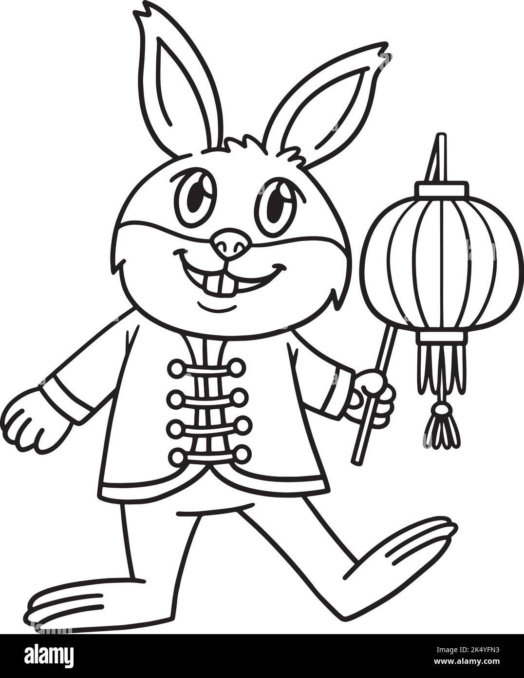 Rabbit with Lantern Isolated Coloring Page Stock Vector Image & Art - Alamy