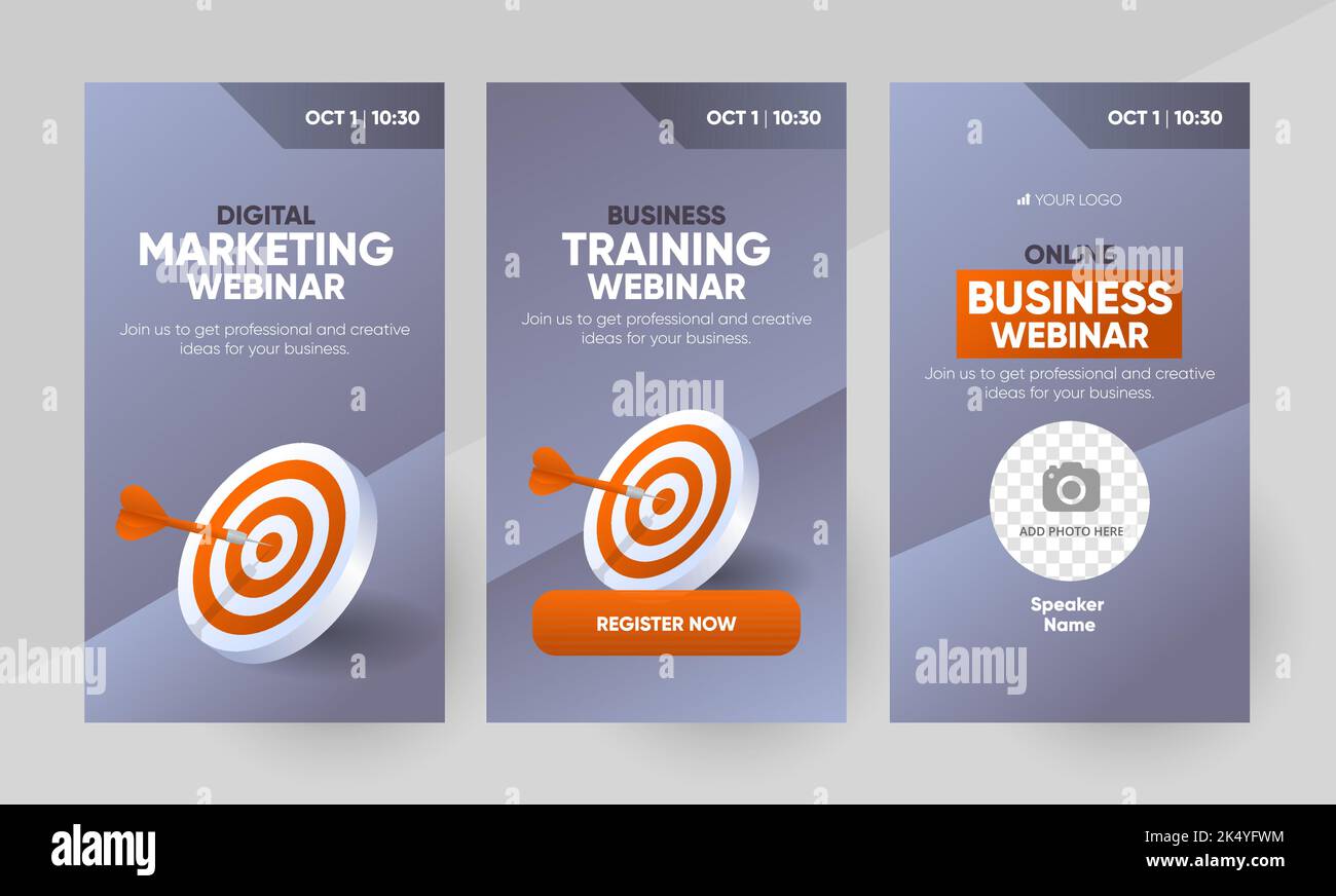 Business webinar social media story template. Background and business ...