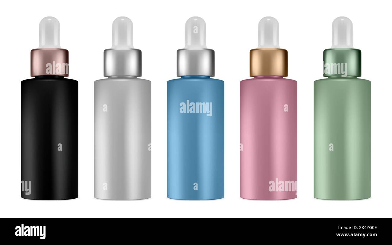 Serum dropper bottle, isolated vector mockup. Medical essence pipette ...