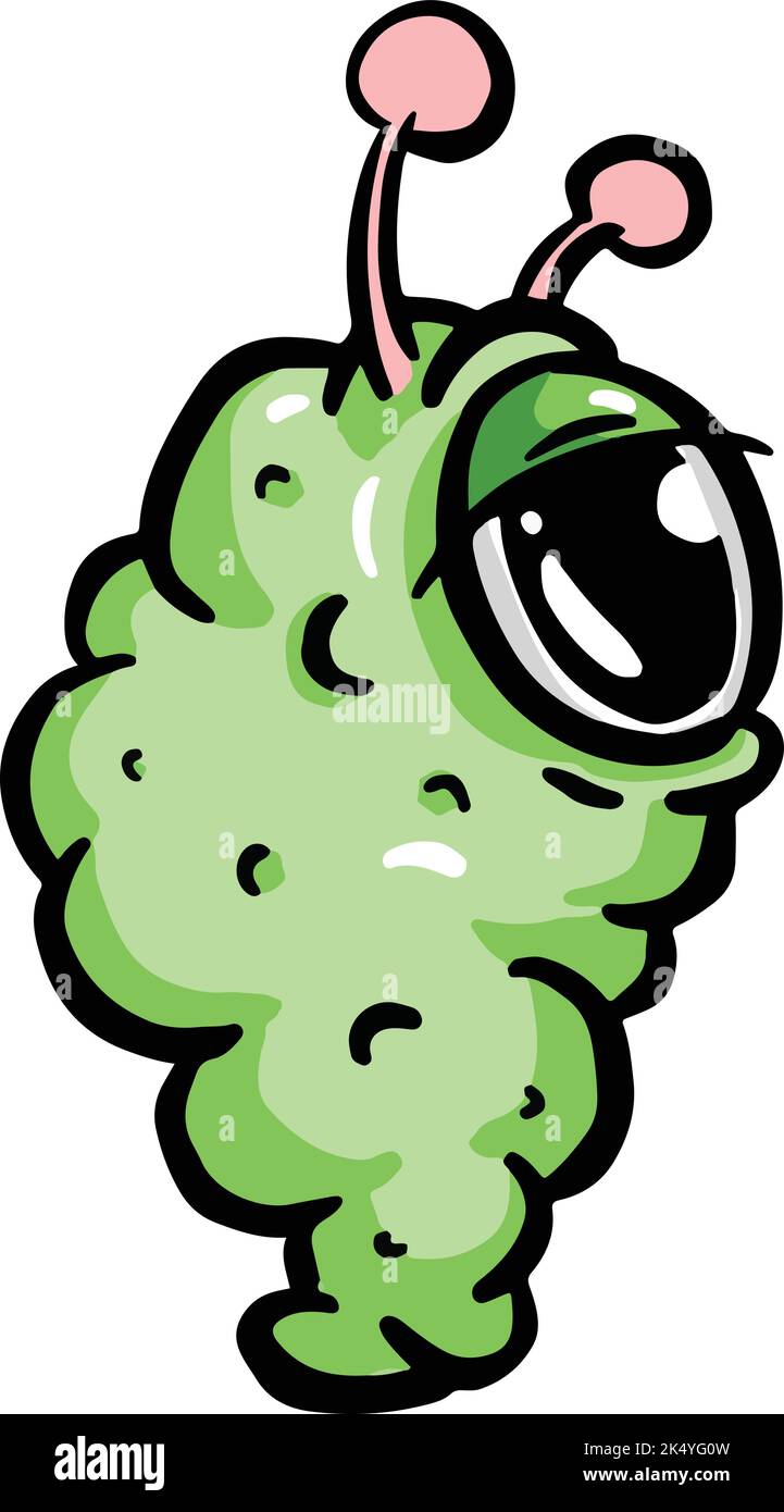 Pupa or Cocoon Style Blob Alien Cartoon Character with Antenna Stock ...