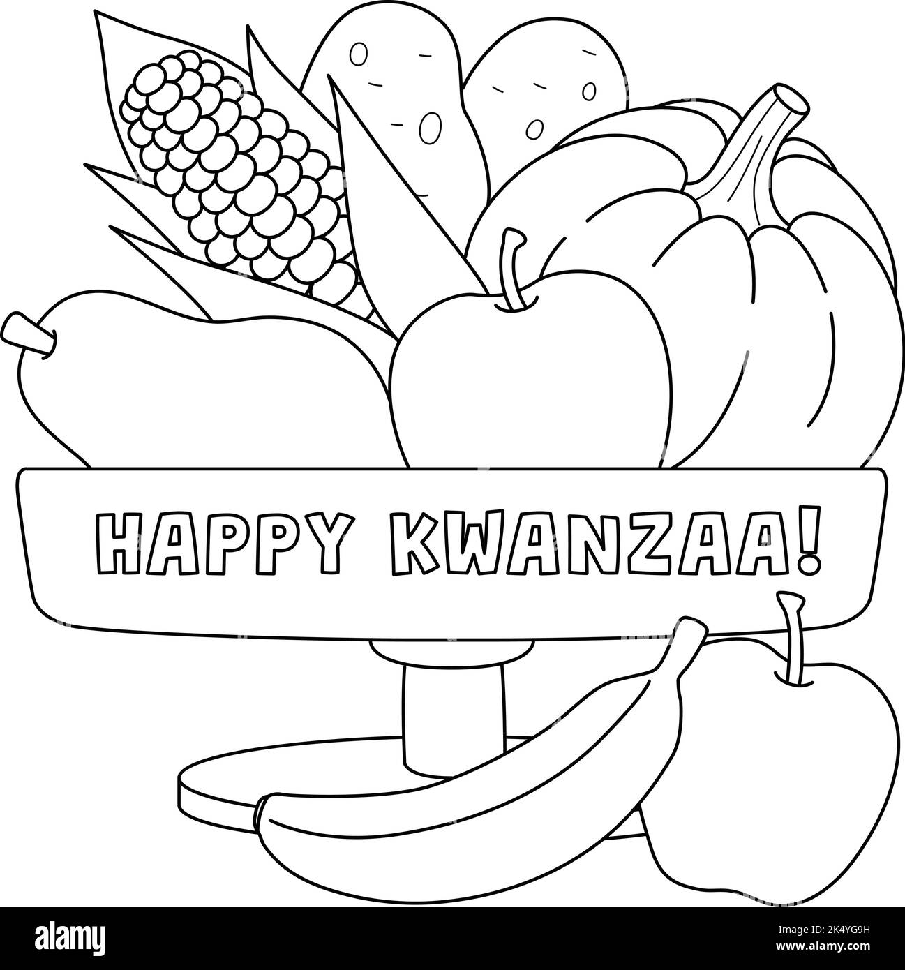 Happy Kwanzaa Mazao Isolated Coloring Page Stock Vector Image & Art - Alamy