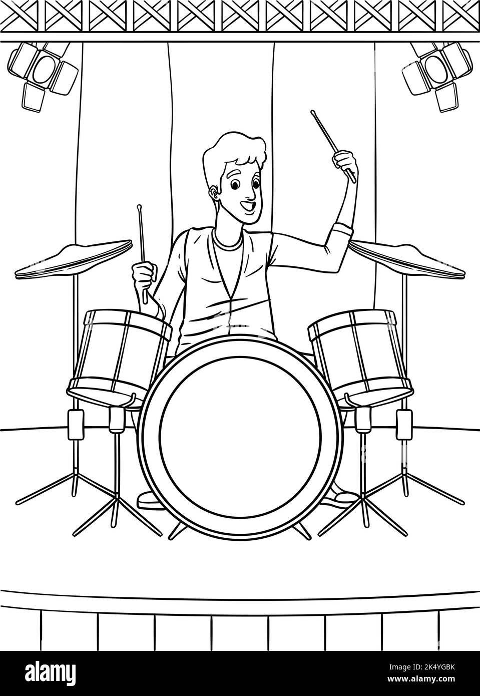 Drummer Coloring Page for Kids Stock Vector Image & Art - Alamy