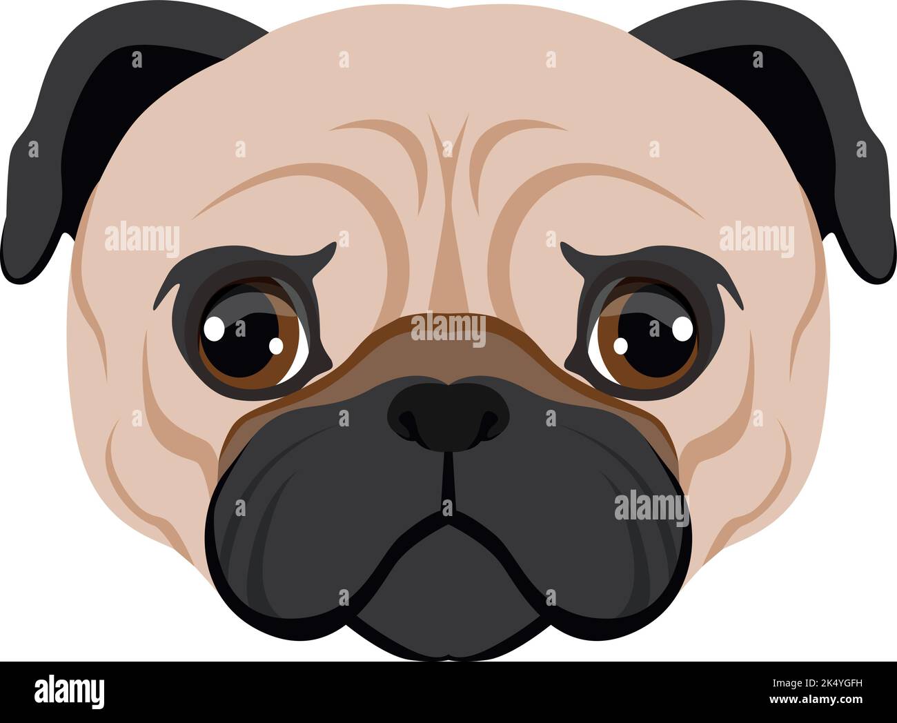 Pug head icon. Cute dog face symbol Stock Vector Image & Art - Alamy