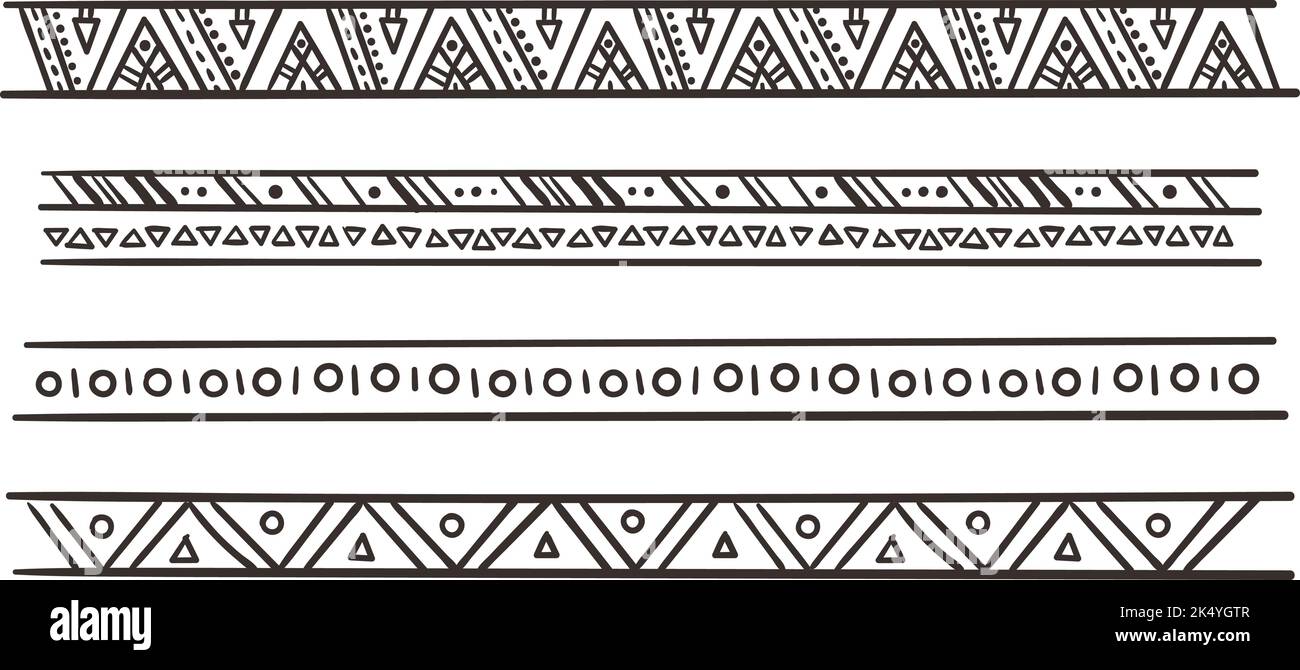 Boho horizontal border. Tribal decorative pattern set Stock Vector ...