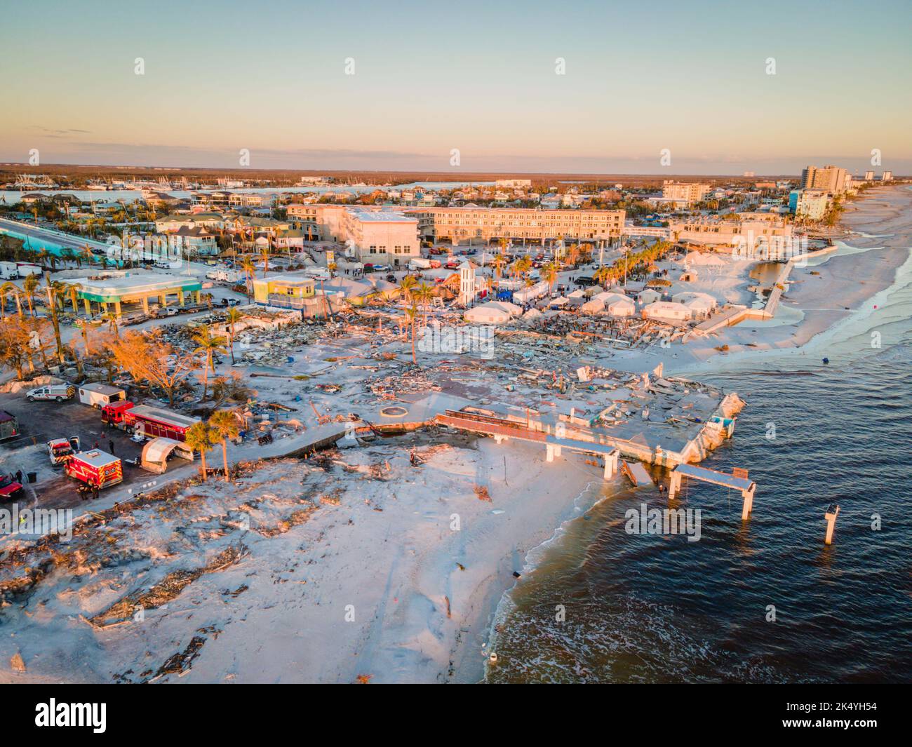 October 2, 2022, Fort Myers, Florida, USA: Drone image shows the ...