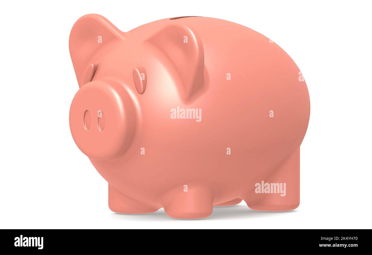 Realistic pink piggy bank isolated on white background, 3d rendering ...