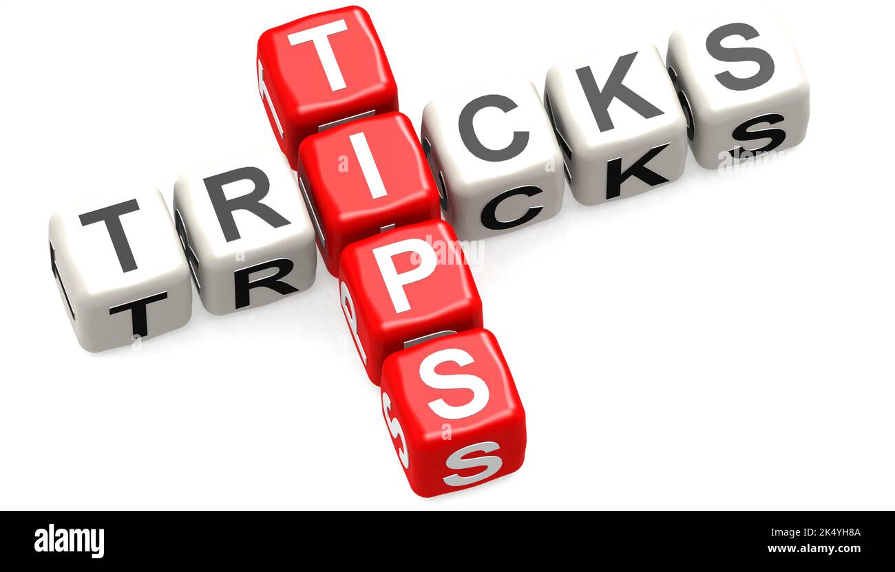 Block puzzle with tips and tricks word isolated,3d rendering Stock Photo - Alamy