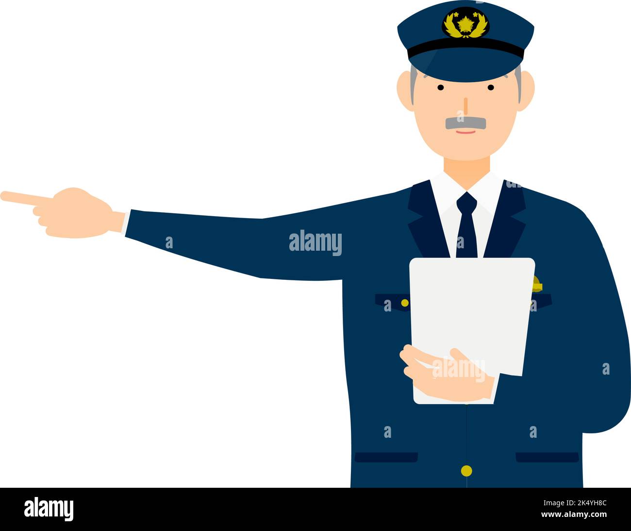 Senior male police officer posing, Pointing with a clipboard Stock ...