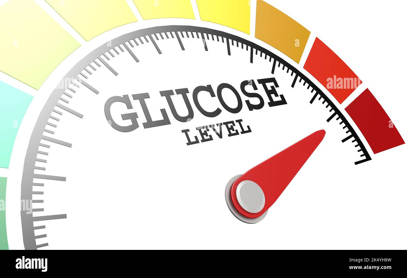 Glucose level measuring scale with color indicator, 3d rendering Stock ...