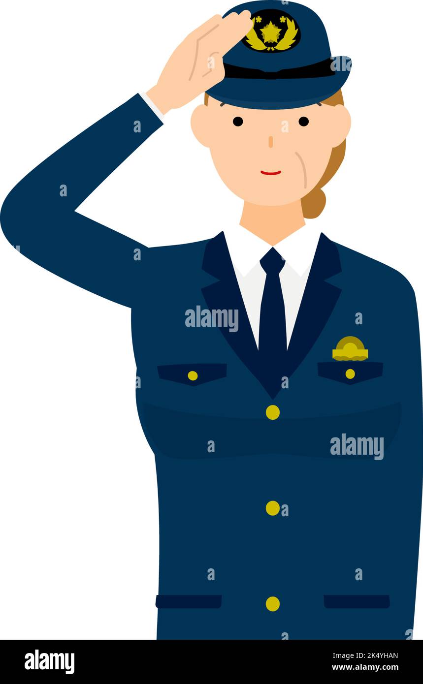 Senior female police officer posing, Salute Stock Vector Image & Art ...